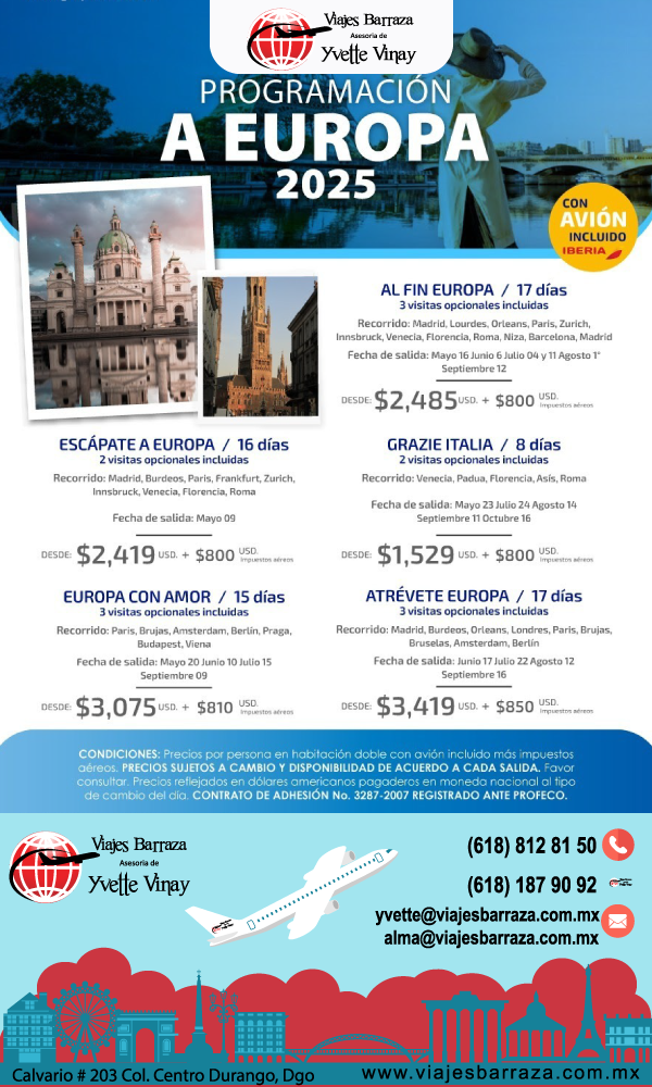 PROGRAMAS EUROPA 2025 – viajesbarraza.com.mx